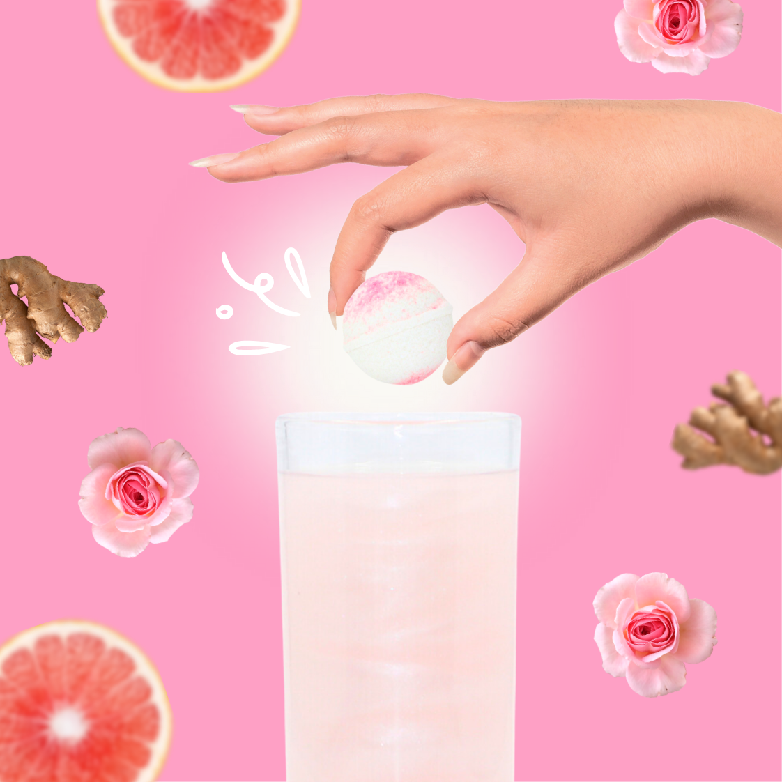 Rose Ginger Paloma Cocktail Bomb